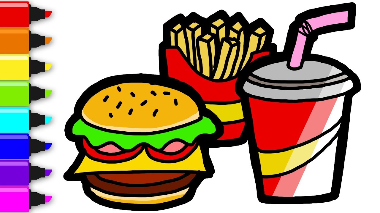 Fast Food - Hamburger, French Fries, Coke, Pizza, Donut, Hot Dog ...