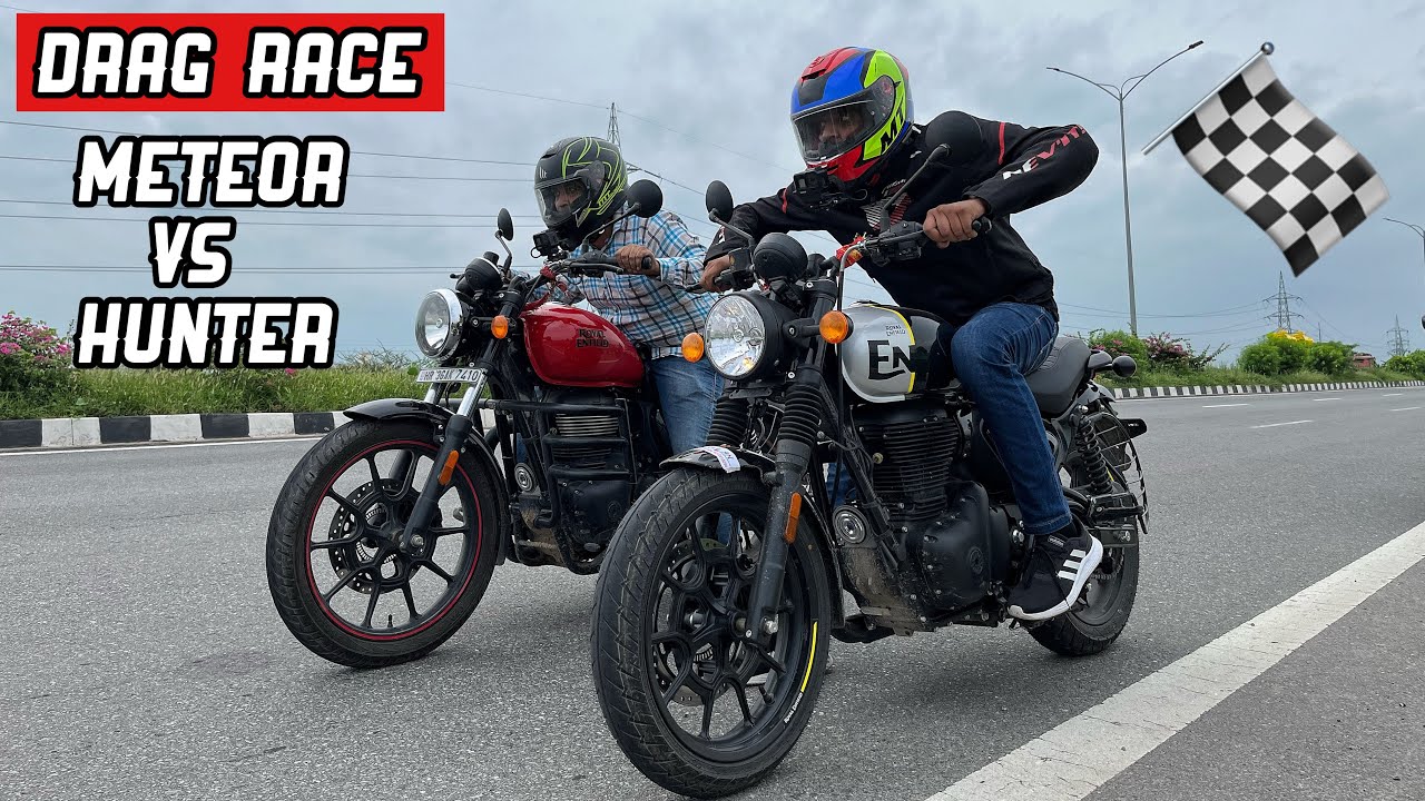 Finally: Royal Enfield Hunter 350 Vs Meteor 350 Drag Race 🔥🏁! Top Speed ...