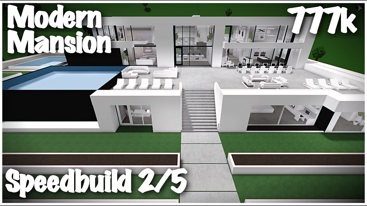 Mega Modern Mansion - Speedbuild 2/5 - (202k) || Bloxburg || ROBLOX ...