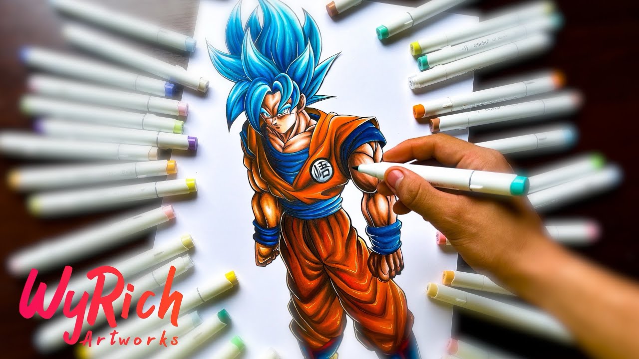 [ASMR] Drawing GOKU SUPER SAIYAN BLUE - Dragon Ball Super | WyRich # ...