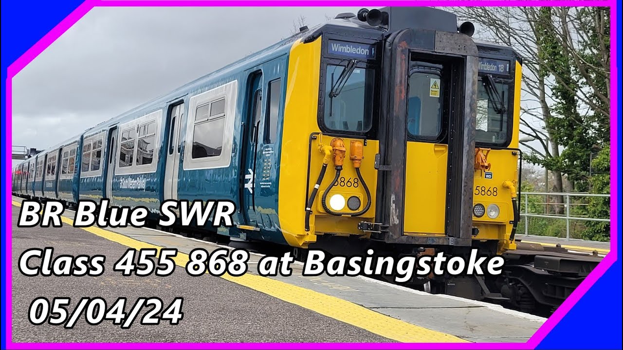 BR Blue and Grey SWR Class 455 868 at Basingstoke - 05/04/24 - YouTube