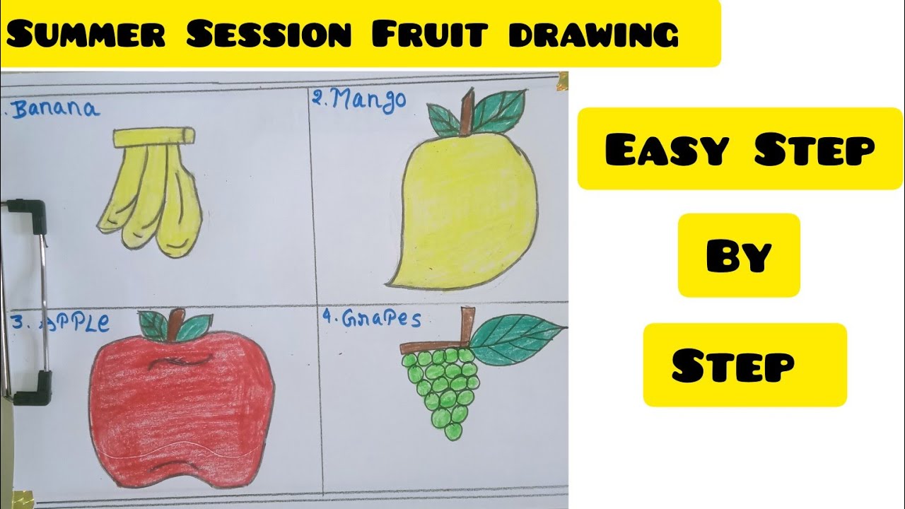 {Top 5} Summer Fruit drawing Step by step|| Fruit drawing||Drawing for ...