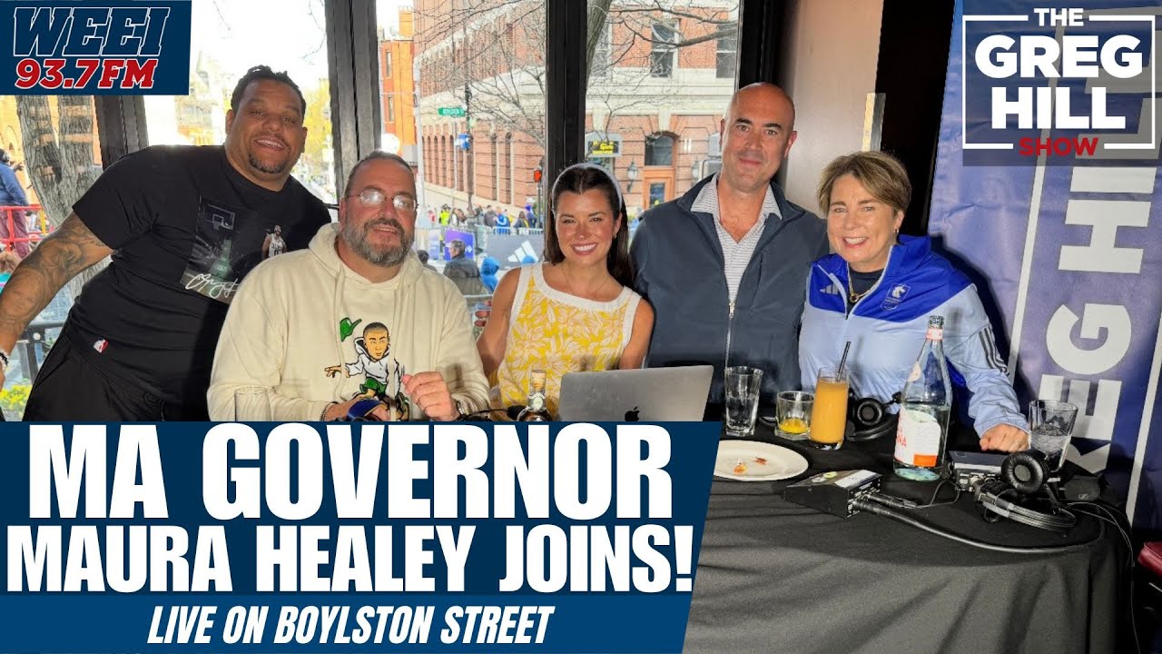 Governor of MA Maura Healey Joins! Marathon Monday! ||The Greg Hill ...