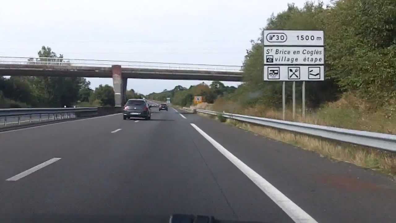Autoroute driving in France - A84 - St Aubin to Avranches - YouTube