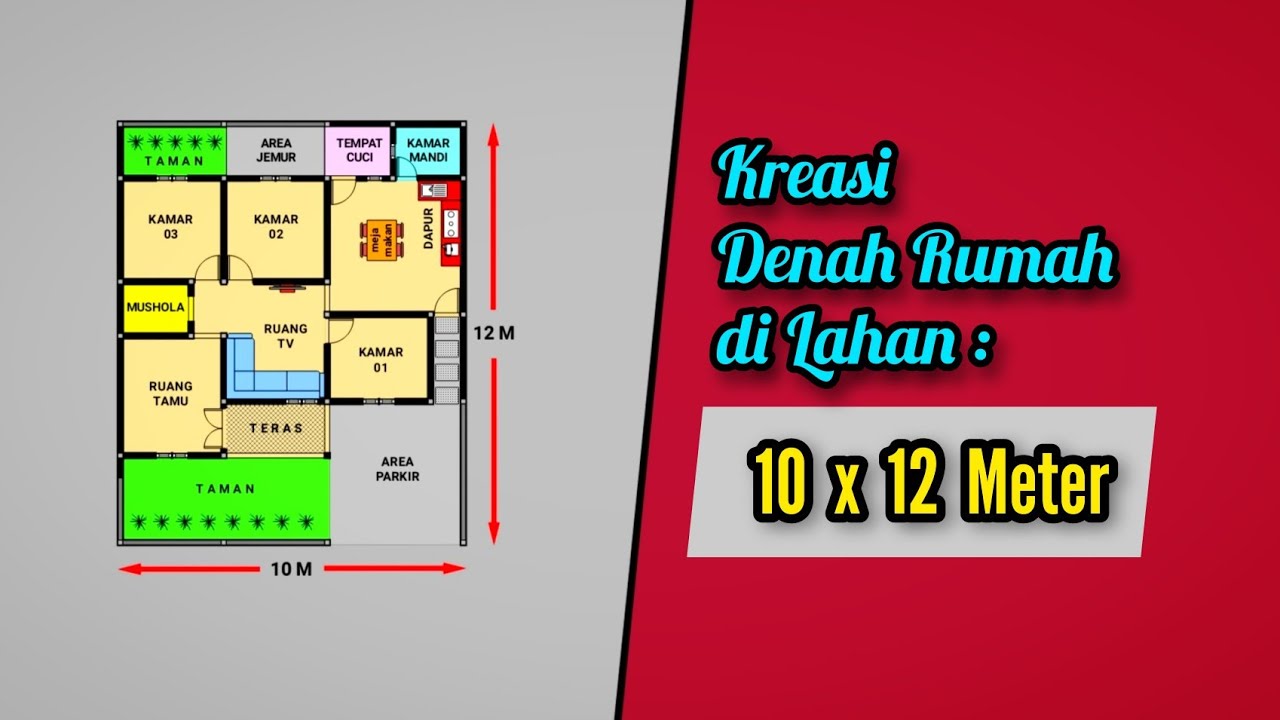 Desain Rumah Minimalis 3 Kamar di Lahan 10x12 Meter - YouTube