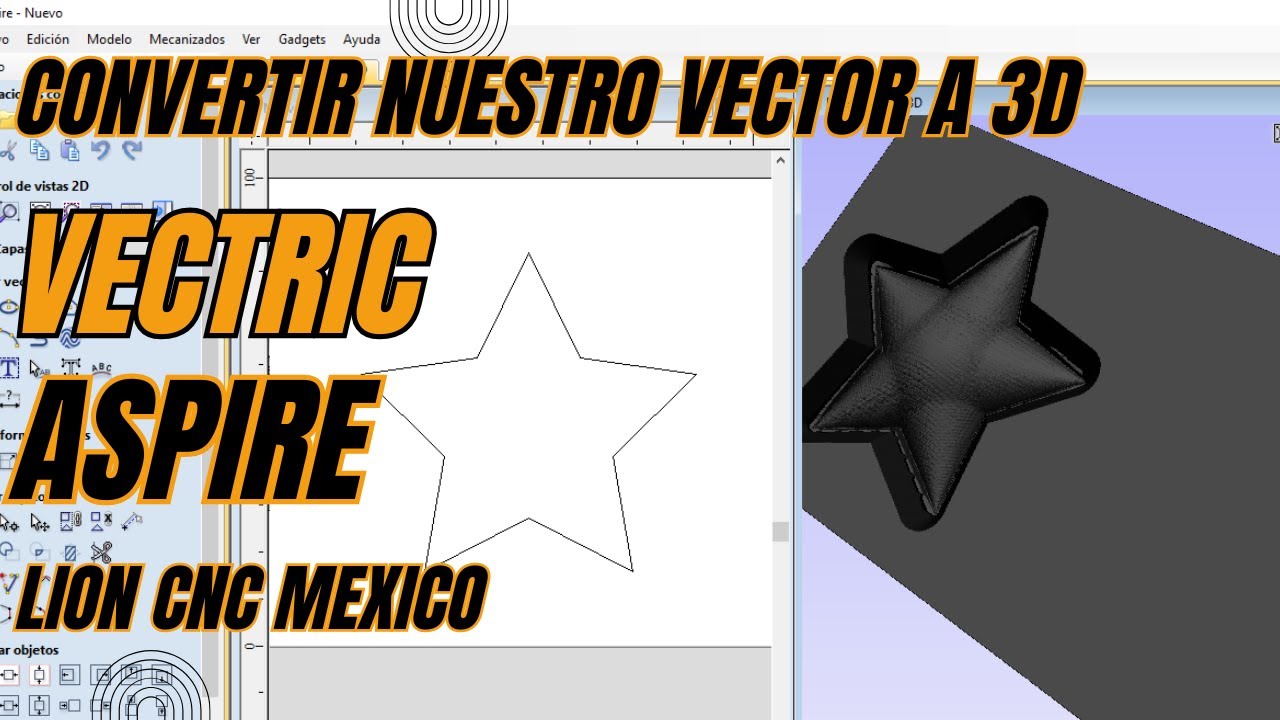 Tutorial de Vectric Aspire en español, como pasar un vector a 3d 🥇 ...