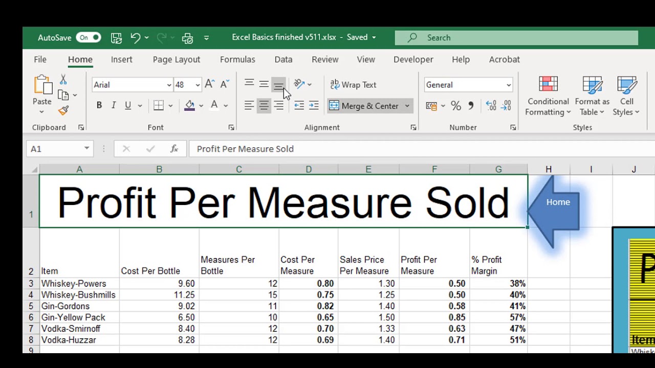 Excel 365 Beginners Revision Prifit per Measure - YouTube