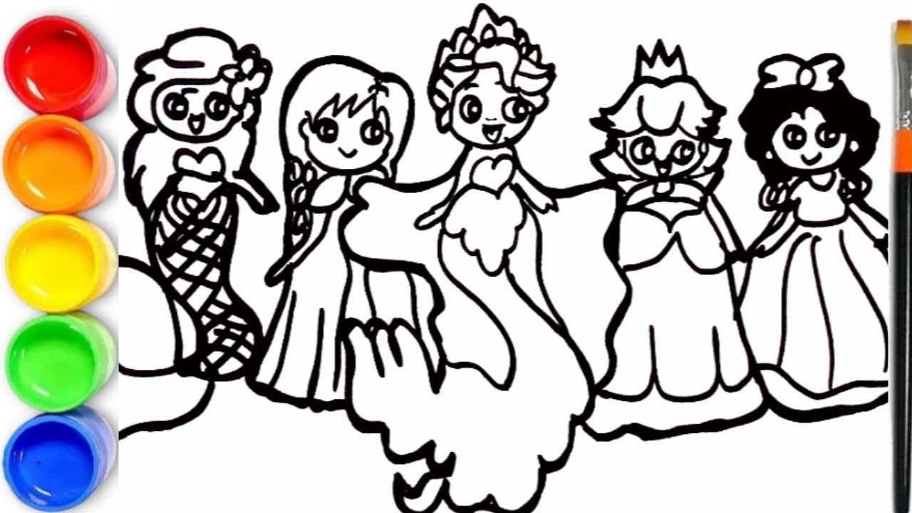 Drawing Disney PRINCESSES | Princess Elsa, Princess Anna, Ariel The ...