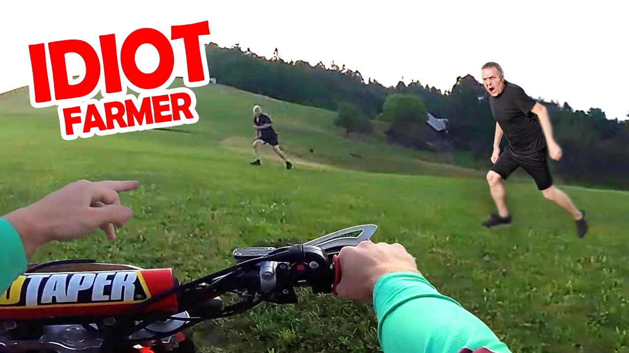 Angry Man VS Dirt Biker - Farmer Chase Bike On His Field - YouTube