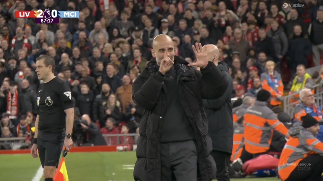 Pep Guardiola sad reactiona after Liverpool win vs Man City - YouTube