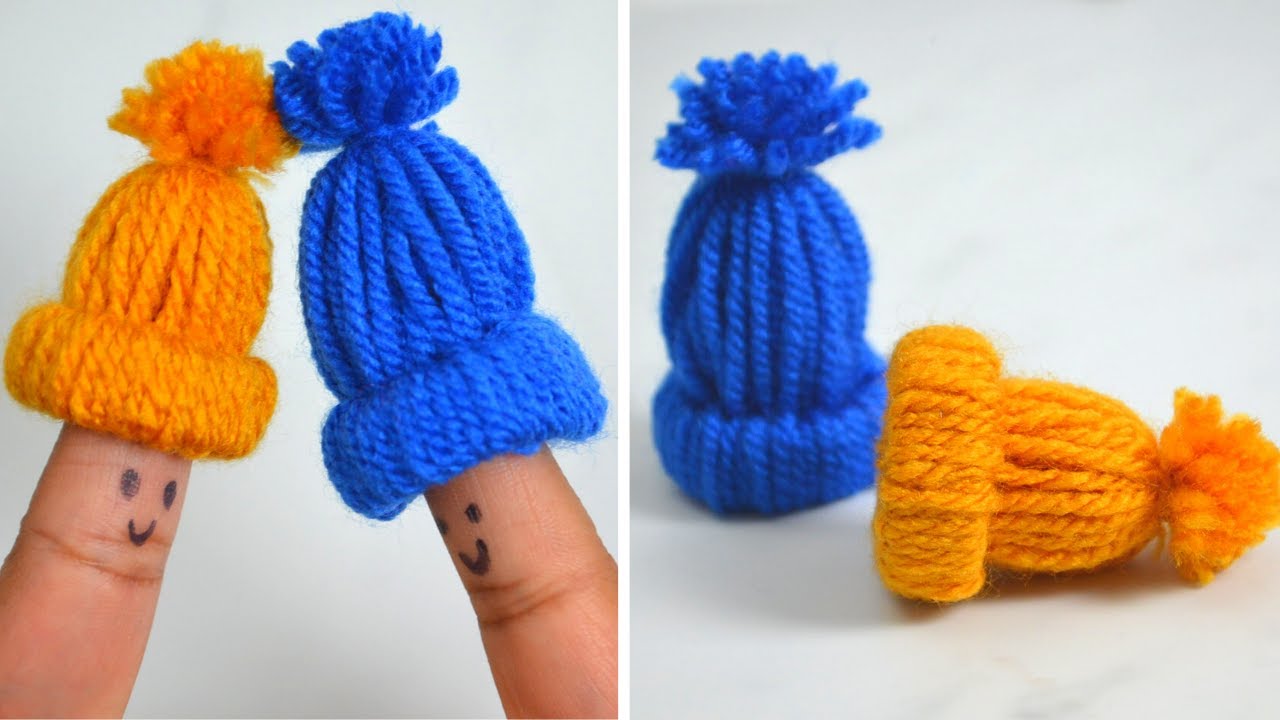 No crochet mini wool hat | Miniature yarn cap | Tiny yarn crafts ...
