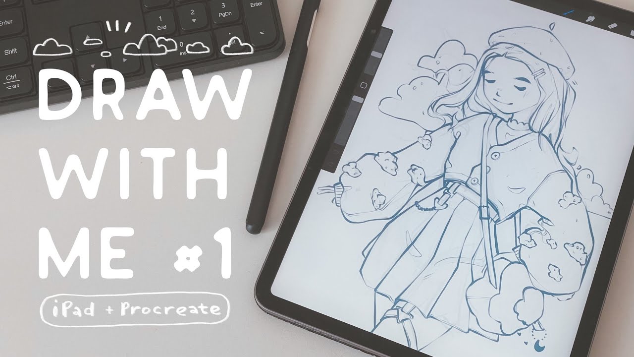 Draw with me #1 - line art real time drawing process video ...