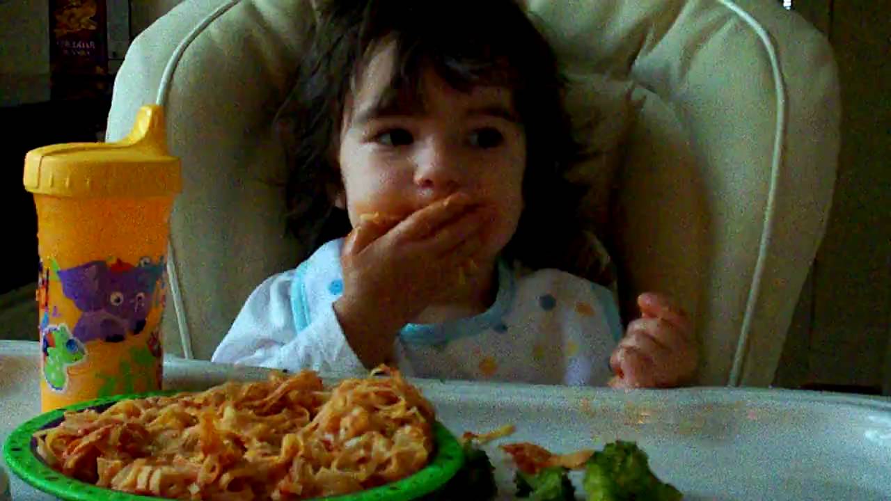 Olivia battles spaghetti, Part one - YouTube