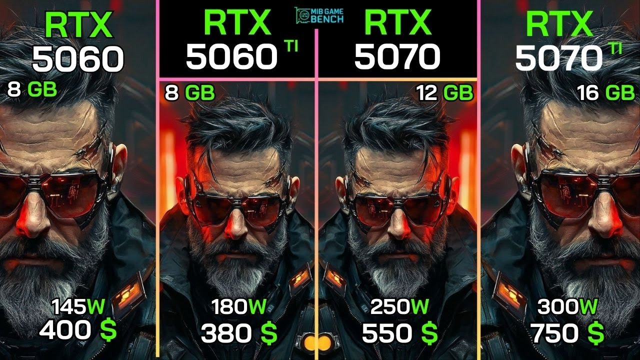 RTX 5060 VS RTX 5060 TI VS RTX 5070 VS RTX 5070 TI TEST IN 10 GAMES ...