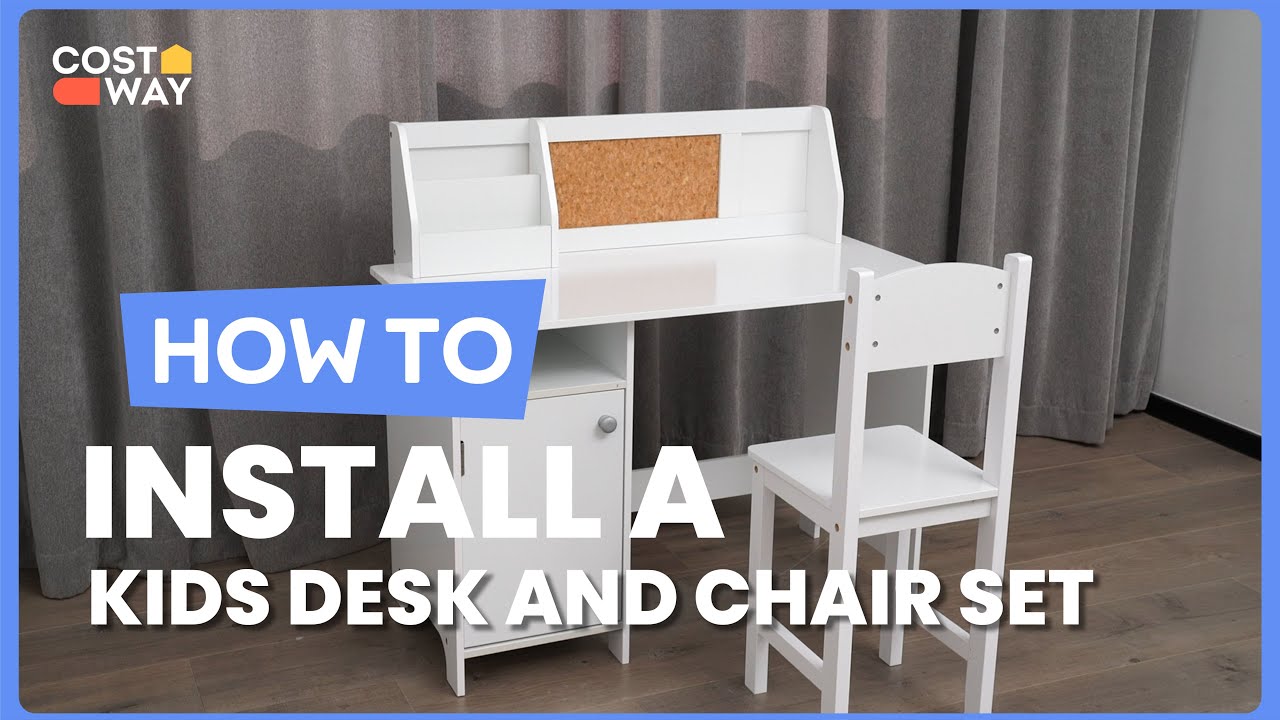How to Install the Kids Study Desk and Chair Set with Cabinet and ...