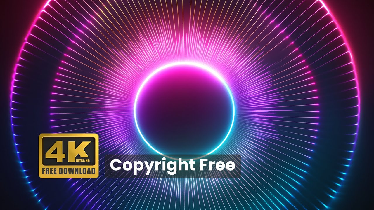 Copyright Free 4K Stunning Neon Circle Pattern with Optical Illusion ...