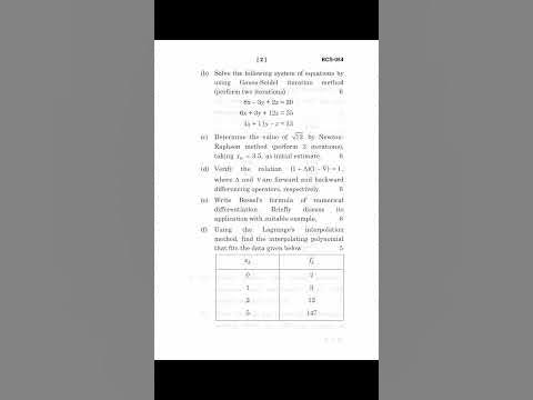 #shorts BCS-054 DECEMBER 2022 Question Paper (Computer Oriented Numerical Techniques) - YouTube