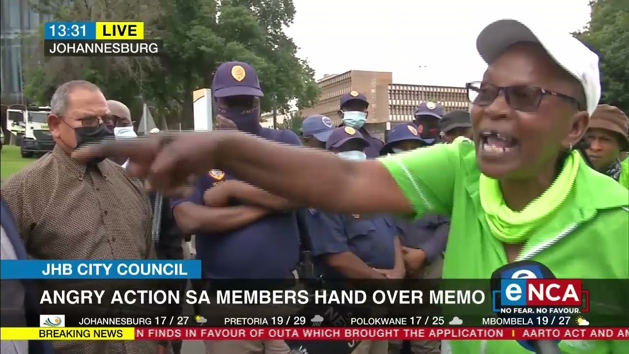 Angry Action SA members hand over memo - YouTube