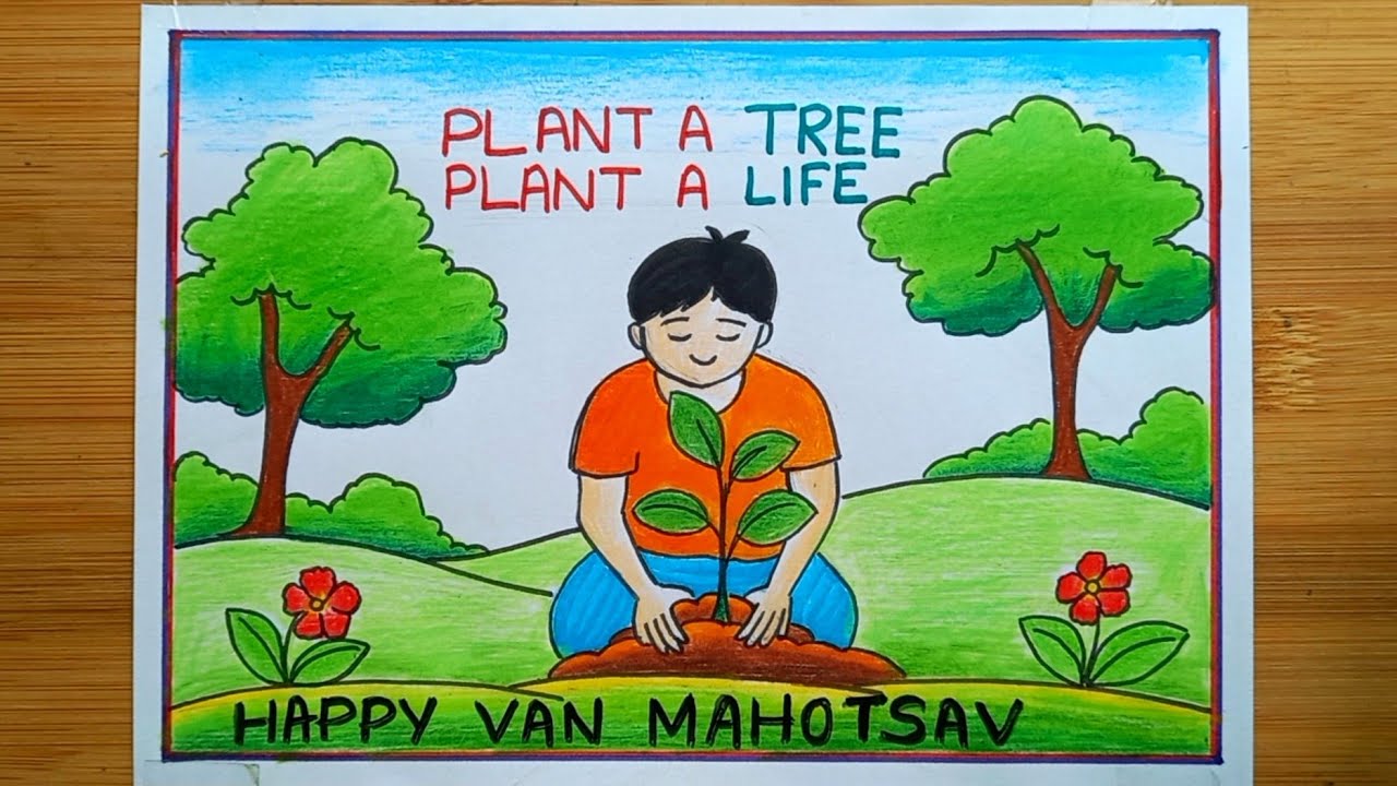 Van Mahotsav Drawing Easy/Happy Van Mahotsav Poster Drawing/How To Draw ...