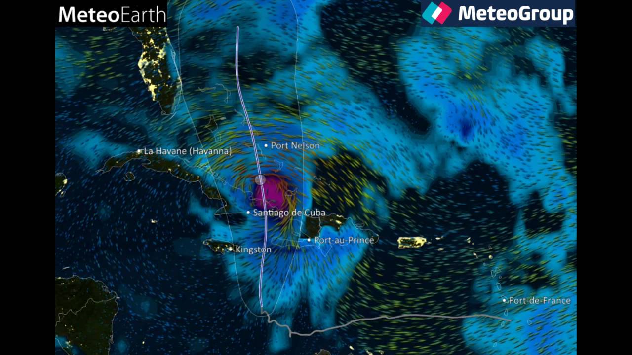 2016 1003 : trajectoire prévue de l'ouragan Matthew - YouTube