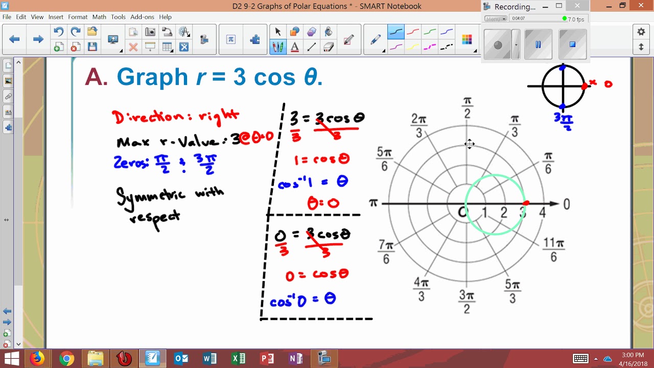 9-2 Example 1 Graph Polar Equations by Plotting Points - YouTube