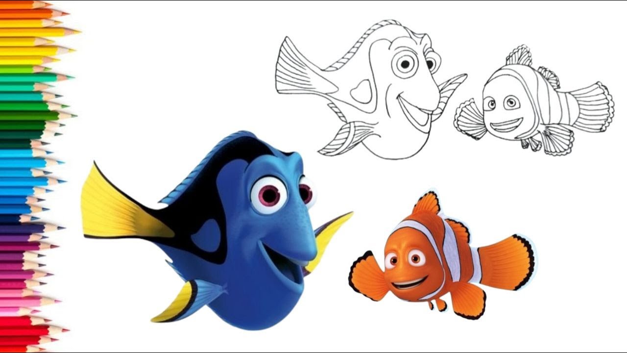 How to draw Nemo-Drawing and coloring nemo for kids - YouTube