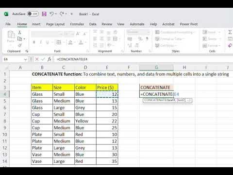 Simplify your Excel workflows with the CONCATENATE function - YouTube
