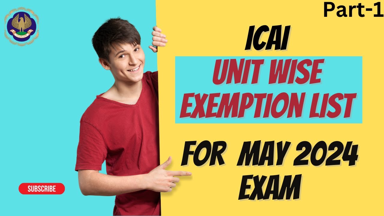icai unit wise exemption for icai new syllabus 2023 for may 2024 exam ...