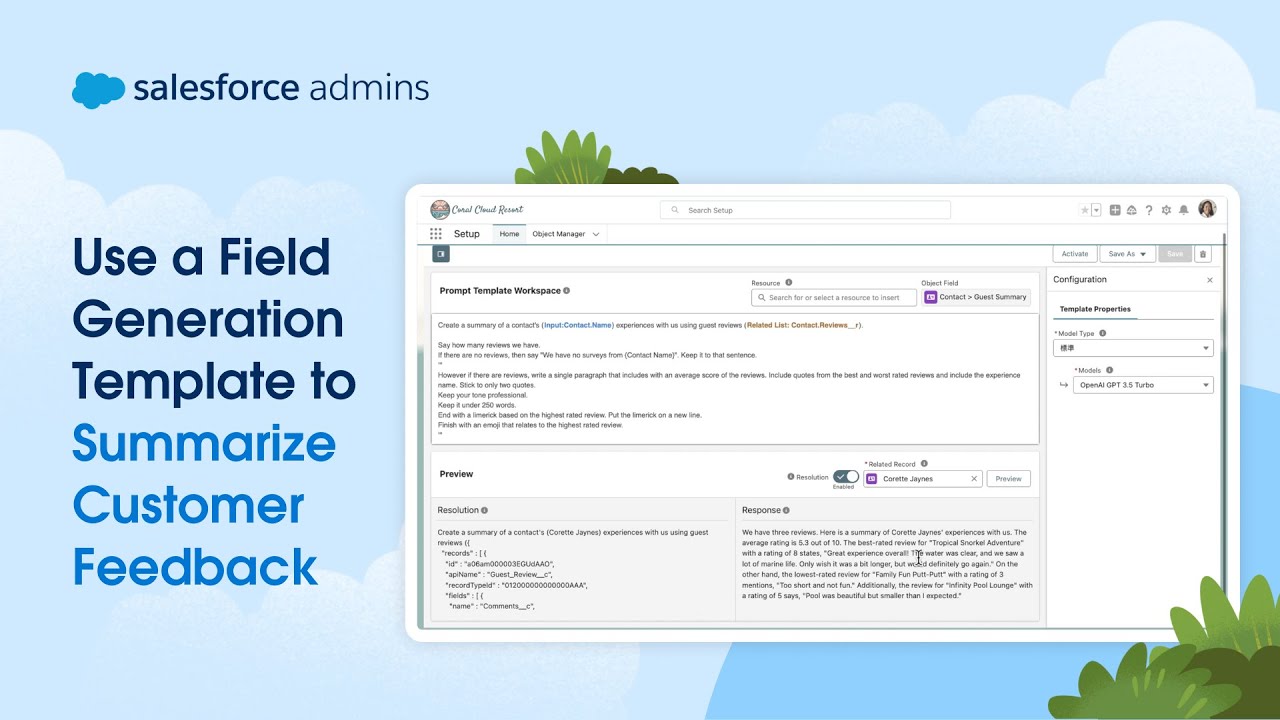 Use a Field Generation Template to Summarize Customer Feedback | Admins ...