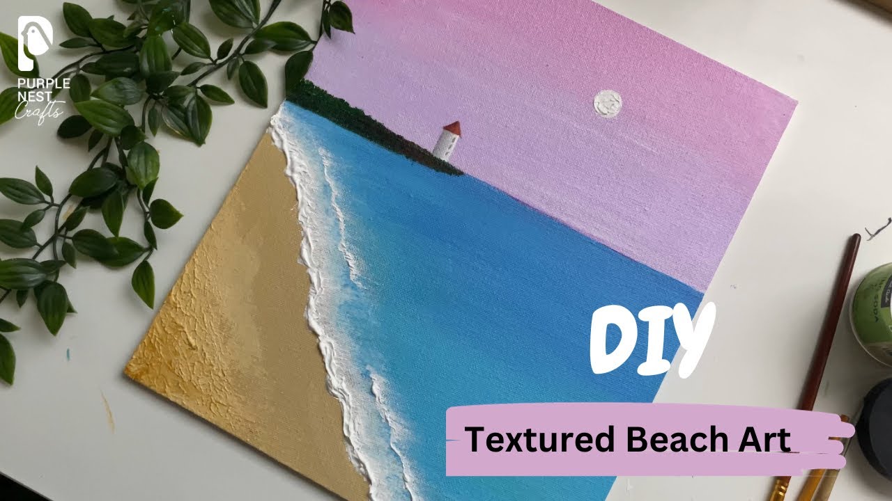 🤩Beautiful beach textured Art🎨 DIY || Beginner Friendly || Beach ...
