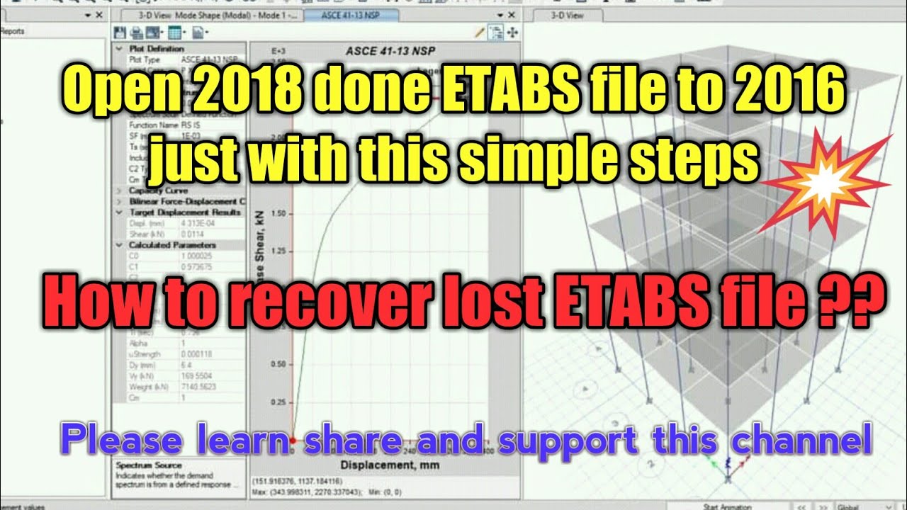 How to recover lost ETABS file? How to open higher version ETABS file ...