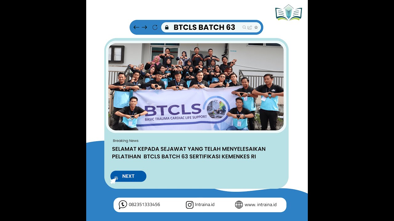 PELATIHAN BTCLS BATCH 63 - INTRAINA - YouTube