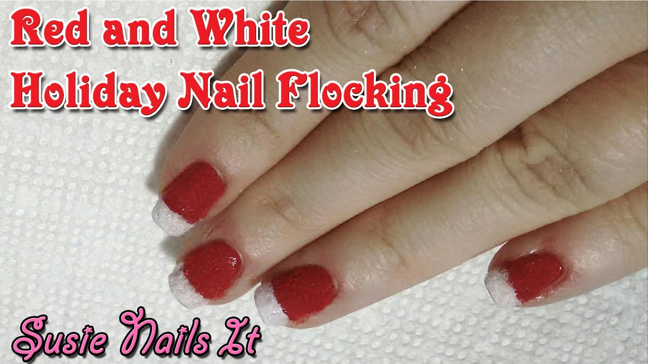 Red And White Holiday Flocking Nail Art Design - YouTube