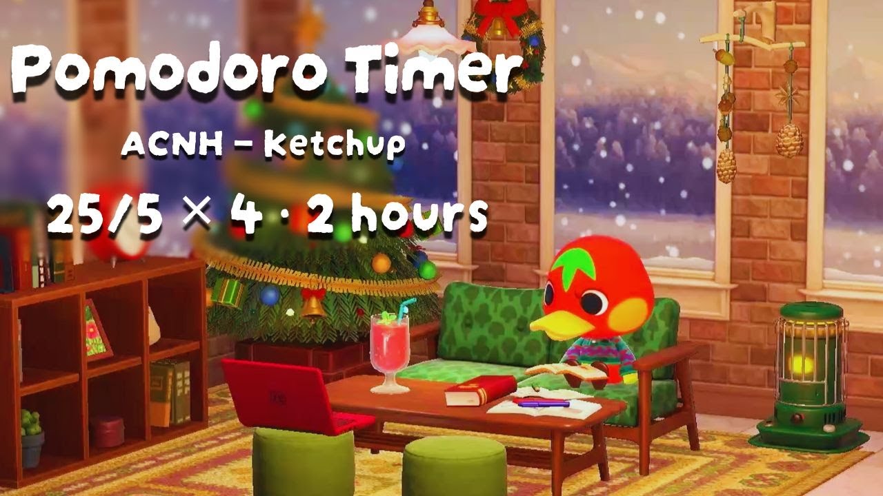 Animal Crossing–inspired Pomodoro Timer｜Study with Ketchup 🍅☕️｜25/5 ...