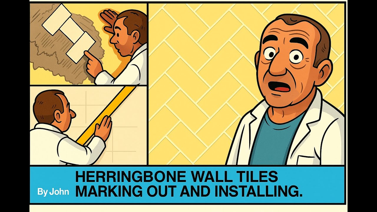 Tiling College - Herringbone wall tiles a lesson in marking out and installing. - YouTube