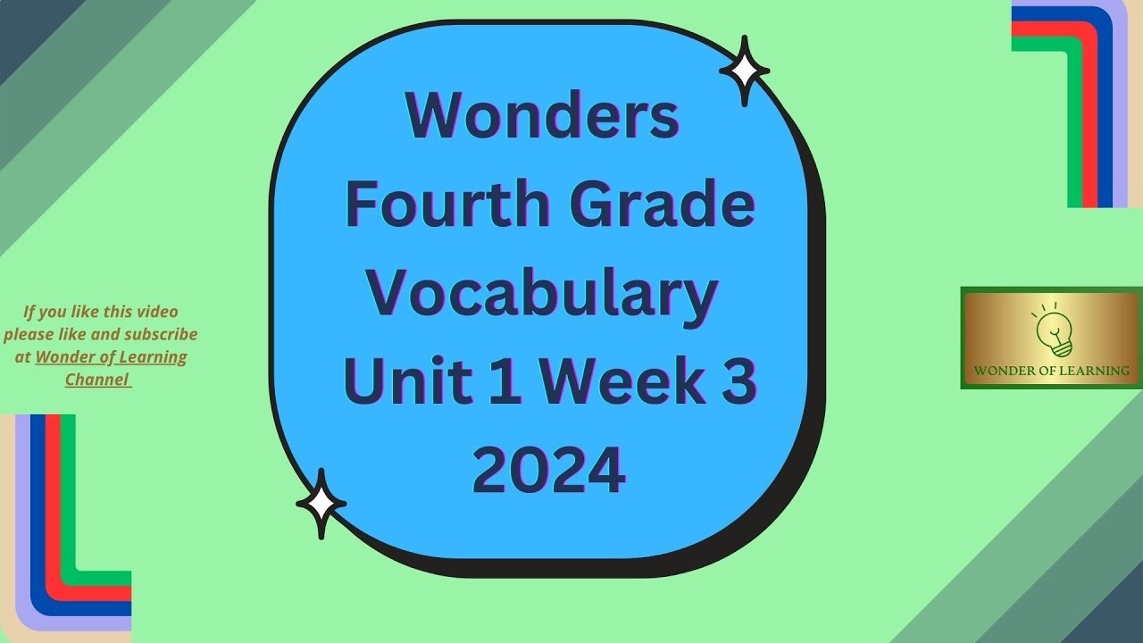 Wonders Grade 4 Vocabulary Unit 1 Week 3 - YouTube