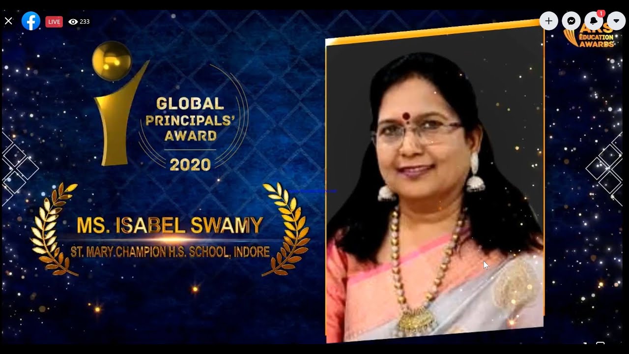 GLOBAL PRINCIPAL AWARD 2020 AWARDED TO OUR PRINCIPAL |ST.MARY CHAMPION ...