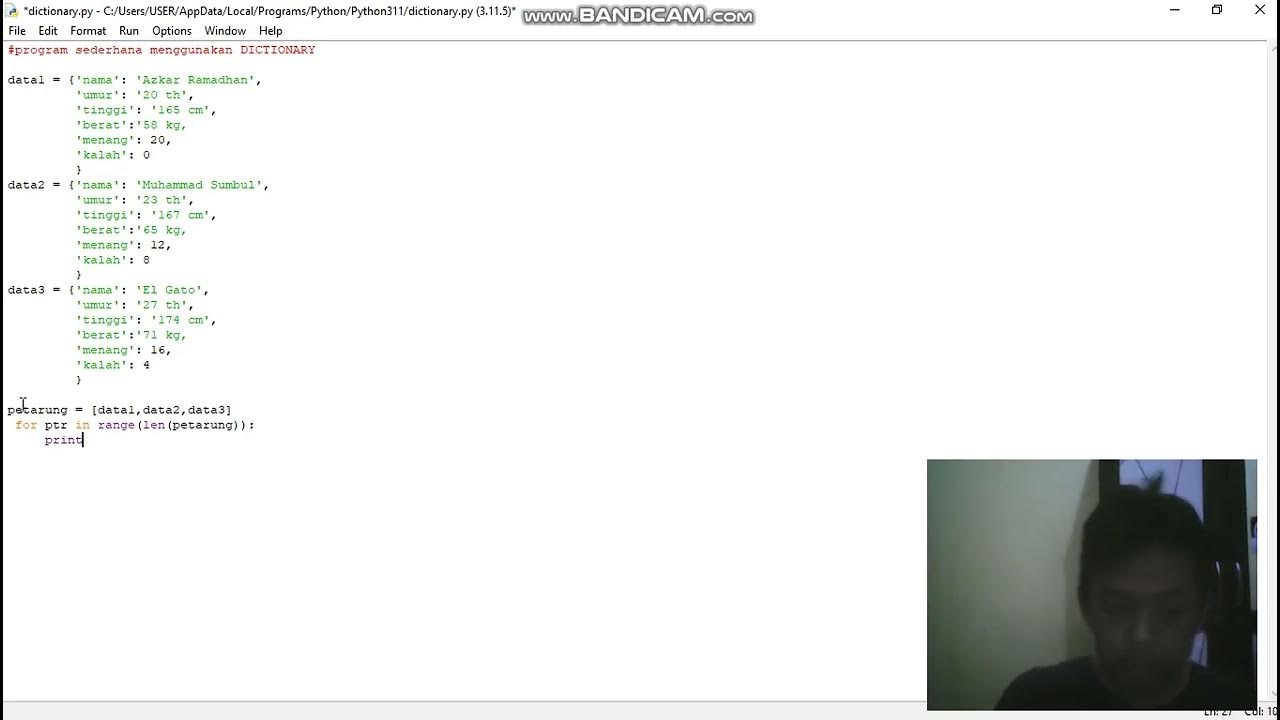 program sederhana menggunakan DICTIONARY - YouTube