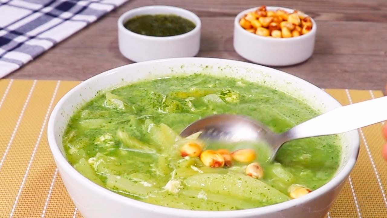 Sopa verde con 7 hierbas recta rápida y fácil | A COCINAR - YouTube