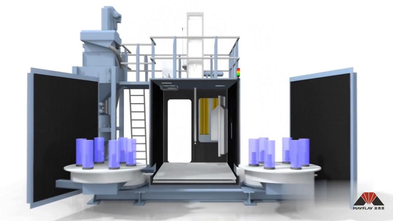 turntable shot blasting machine - YouTube