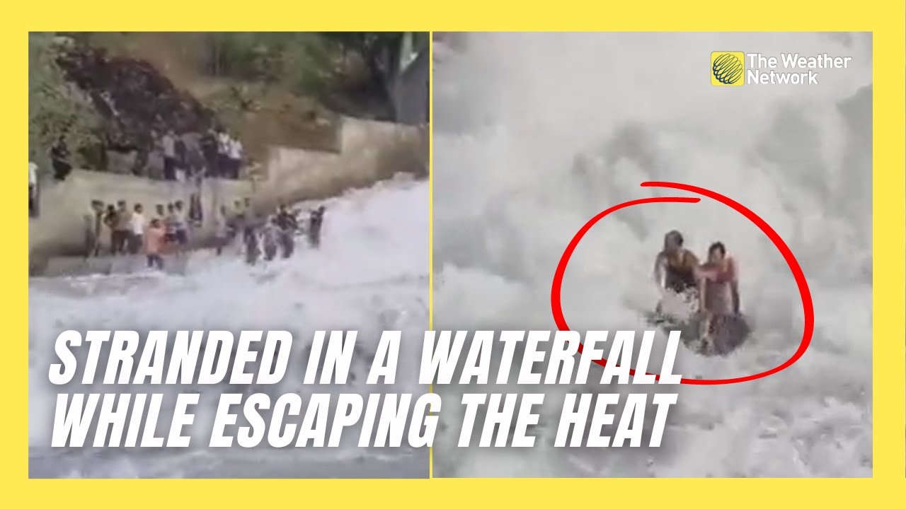 Two Boys Stranded in Waterfall While Escaping the Heat - YouTube