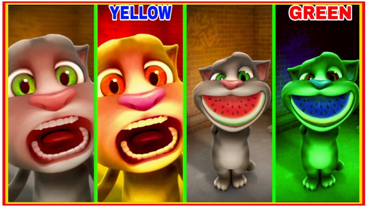 MY Talking Tom -- RED Chilli Eating Funny Learning Colours Compition ...