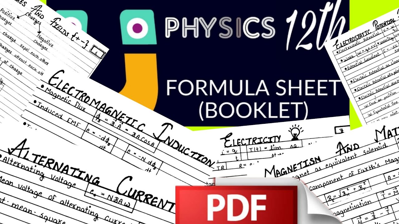 Formula sheets physics | All physics formulae in one pdf | class 12th ...