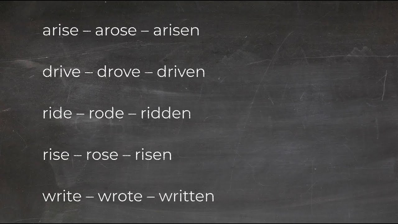 English irregular verbs – arise, drive, ride, rise, write - YouTube