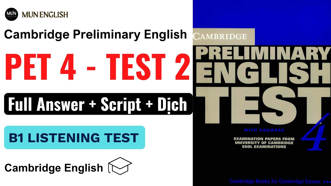PET 4 TEST 2 | Cambridge Preliminary English Test (B1) | Answer ...