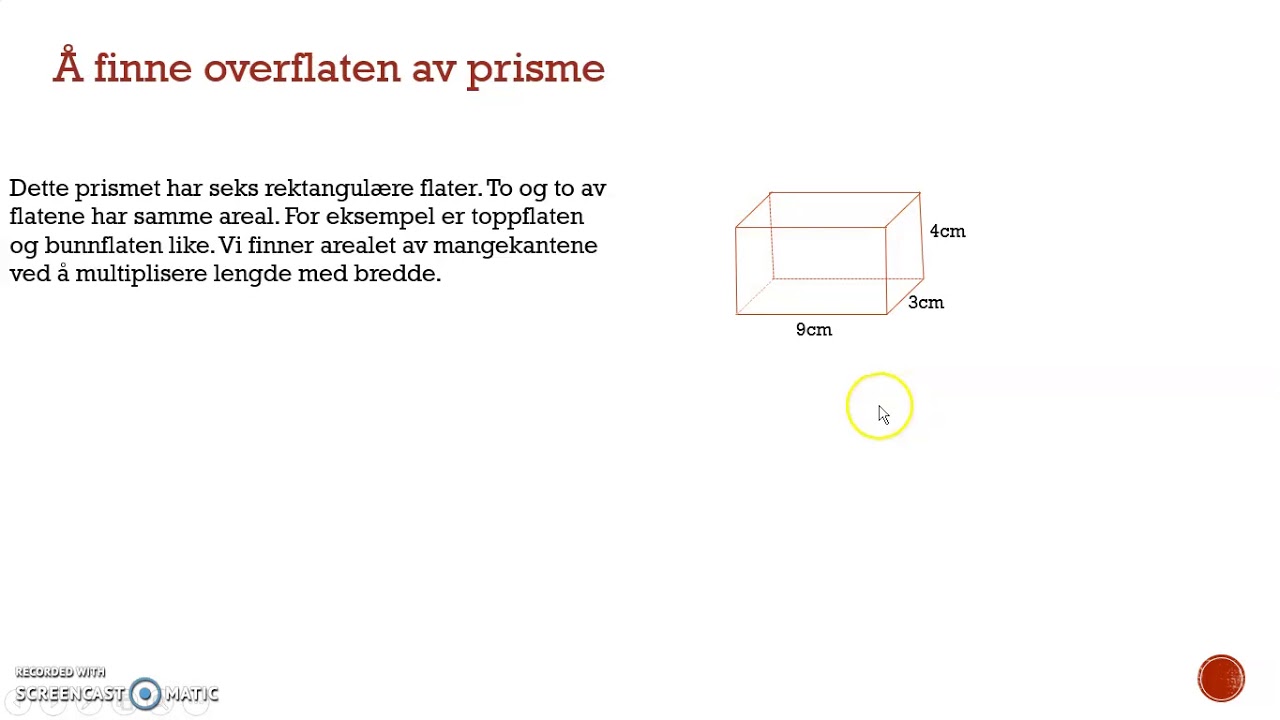 Volum og overflateareal til prisme - YouTube