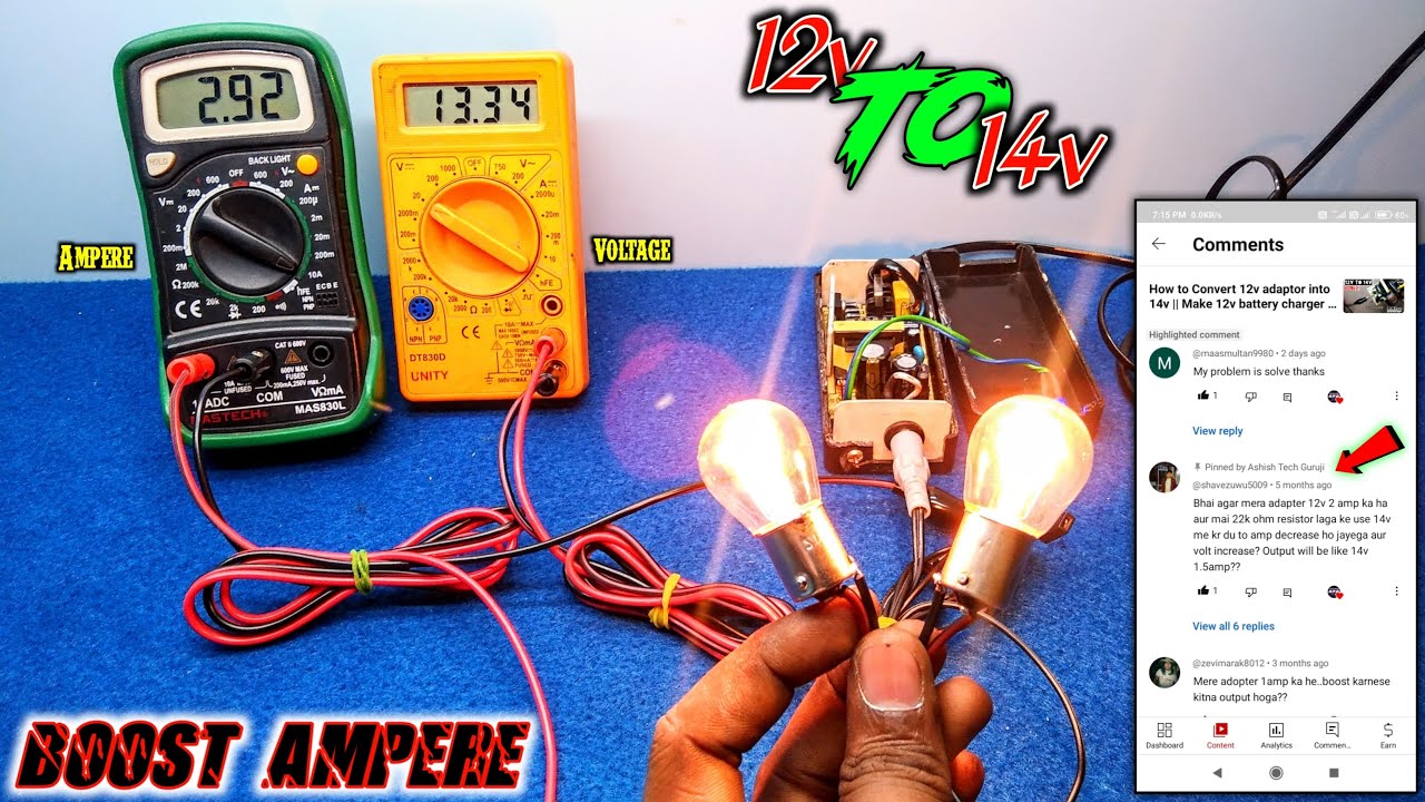 how to convert 🤔 12v adaptor into 14v boost ampere || 12v to 14v ...