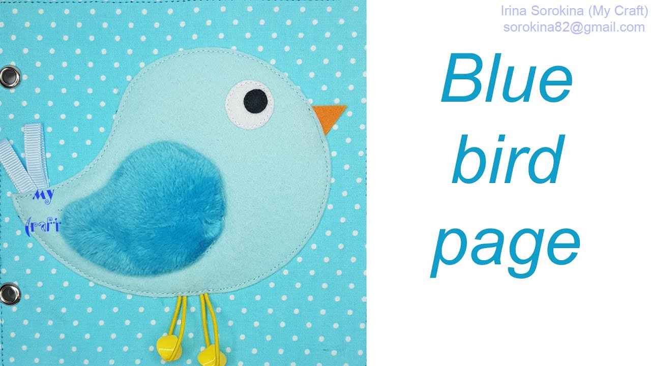 Blue felt bird quiet book page / Птичка из фетра - YouTube