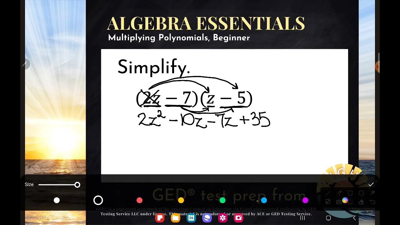 GED® Math: Multiply Binomials with Negatives (1.9, Bgn, # 17) - YouTube
