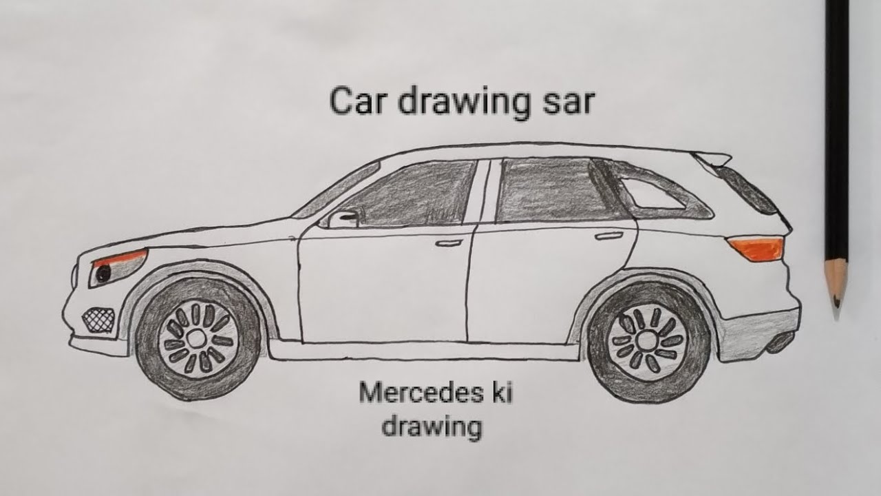 Mercedes Benz GLC drawing | pencil drawing videos | Car drawing sar ...